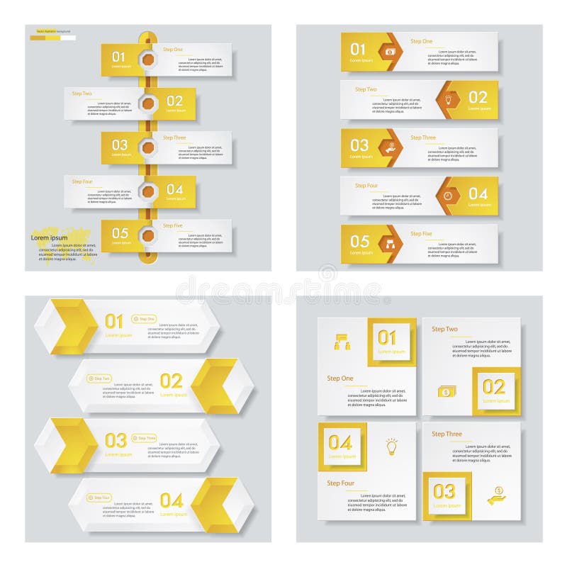 Collection of 4 Yellow Color Template/graphic or Website Layout. Vector ...