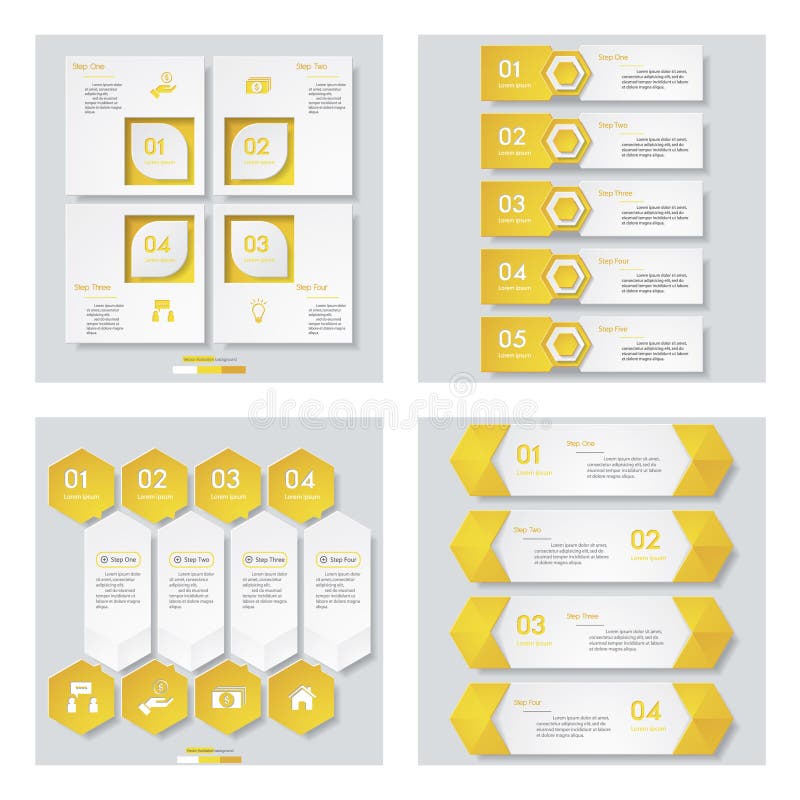 Collection of 4 Yellow Color Template/graphic or Website Layout. Vector ...
