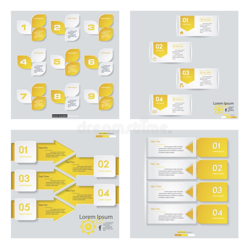 Collection of 4 Yellow Color Template/graphic or Website Layout. Vector ...