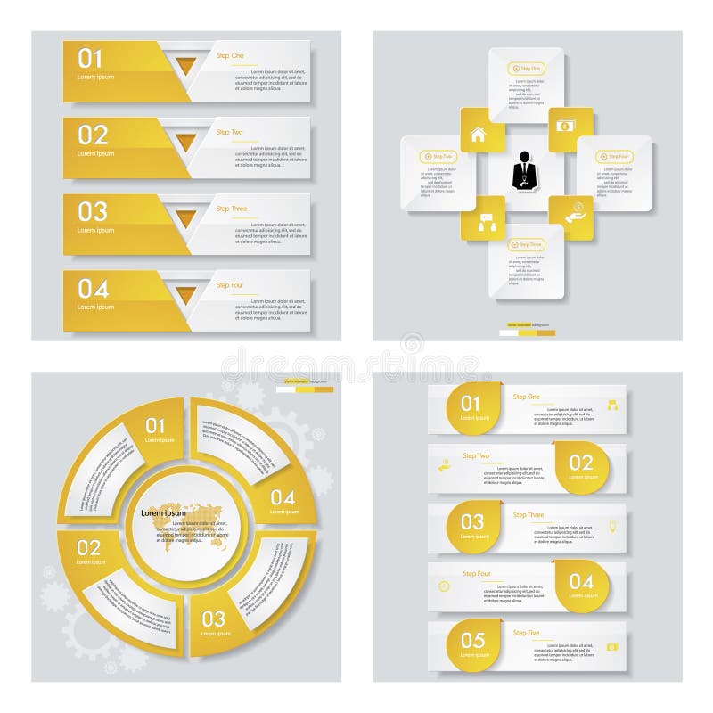 Collection of 4 Yellow Color Template/graphic or Website Layout. Vector ...