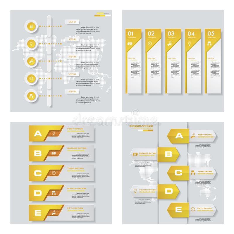 Collection of 4 Yellow Color Template/graphic or Website Layout. Vector ...