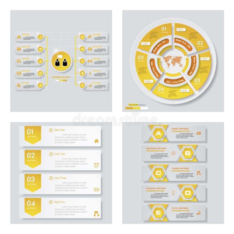 Collection of 4 Yellow Color Template/graphic or Website Layout. Vector ...