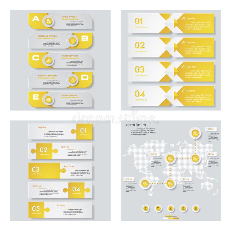 Collection of 4 Yellow Color Template/graphic or Website Layout. Vector ...