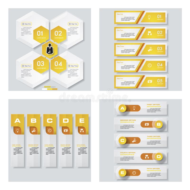 Collection of 4 Yellow Color Template/graphic or Website Layout. Vector ...