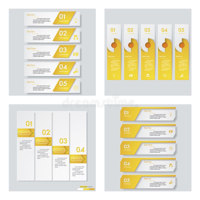 Collection of 4 Yellow Color Template/graphic or Website Layout. Vector ...