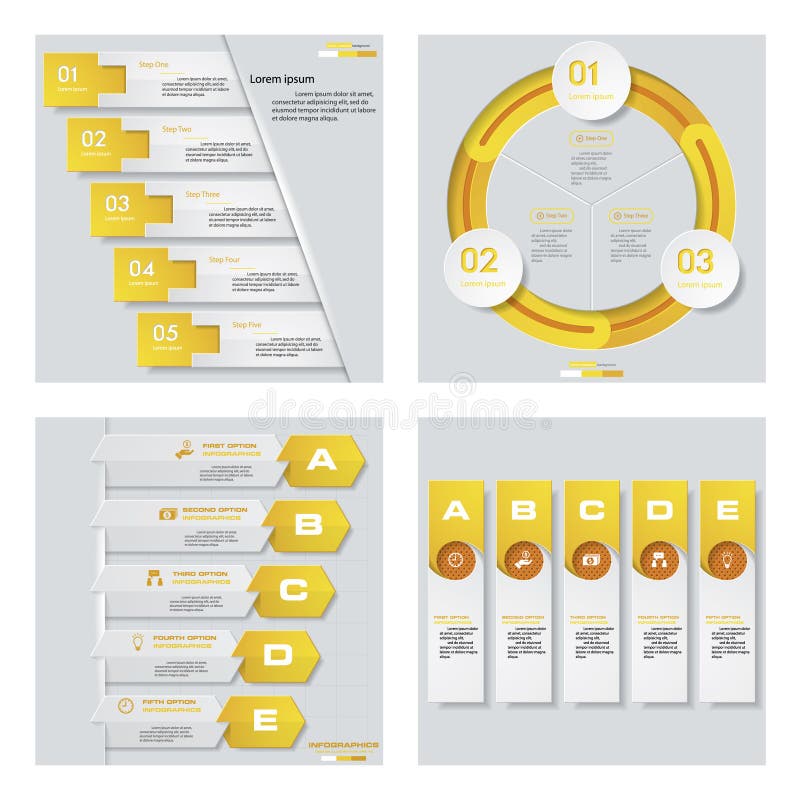 Collection of 4 Yellow Color Template/graphic or Website Layout. Vector ...