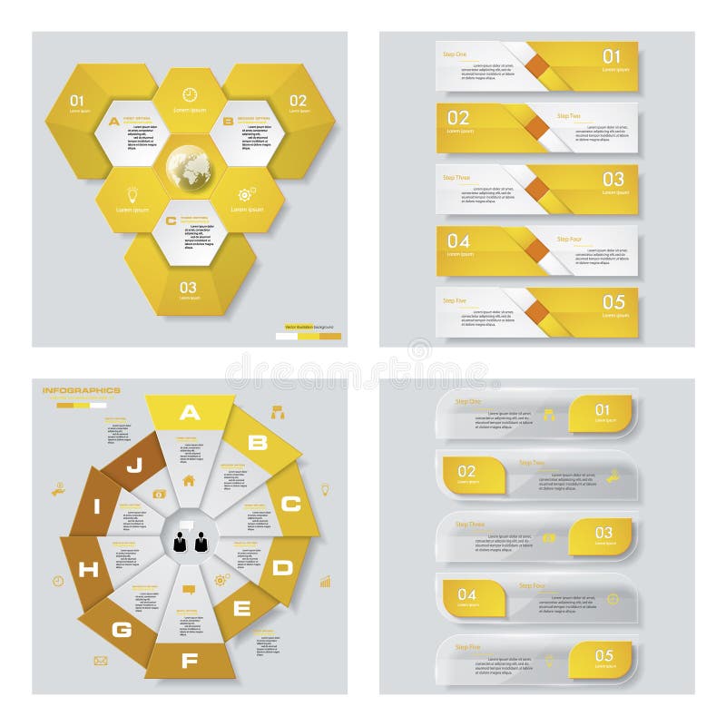 Collection of 4 Yellow Color Template/graphic or Website Layout. Vector ...