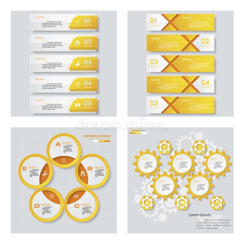 Collection of 4 Yellow Color Template/graphic or Website Layout. Vector ...