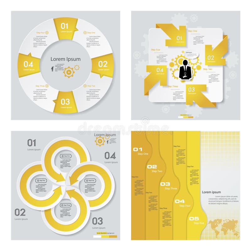 Collection of 4 Yellow Color Template/graphic or Website Layout. Vector ...
