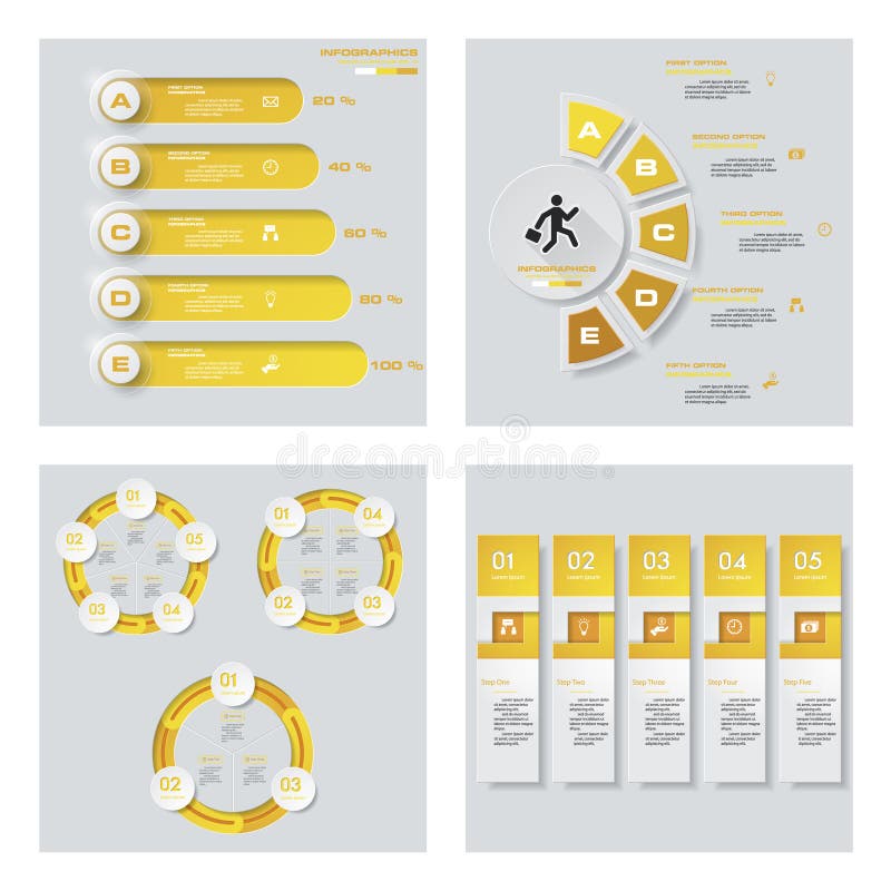 Collection of 4 Yellow Color Template/graphic or Website Layout. Vector ...