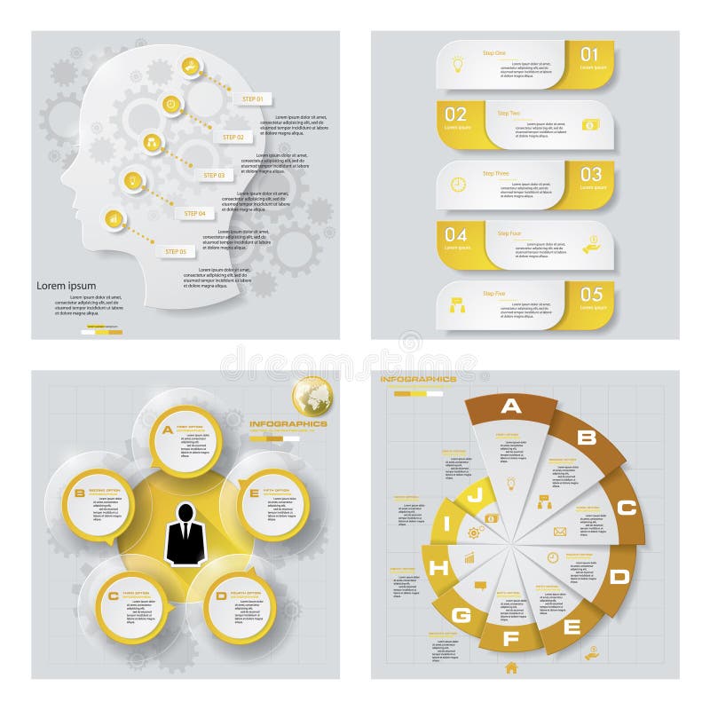 Collection of 4 Yellow Color Template/graphic or Website Layout. Vector ...