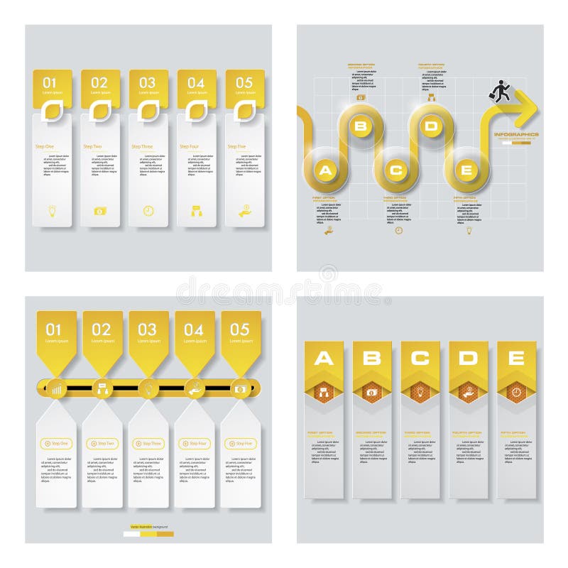 Collection of 4 Yellow Color Template/graphic or Website Layout. Vector ...