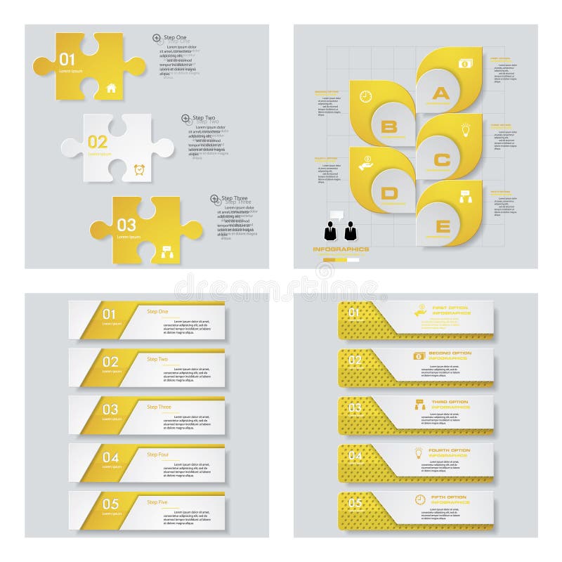 Collection of 4 Yellow Color Template/graphic or Website Layout. Vector ...