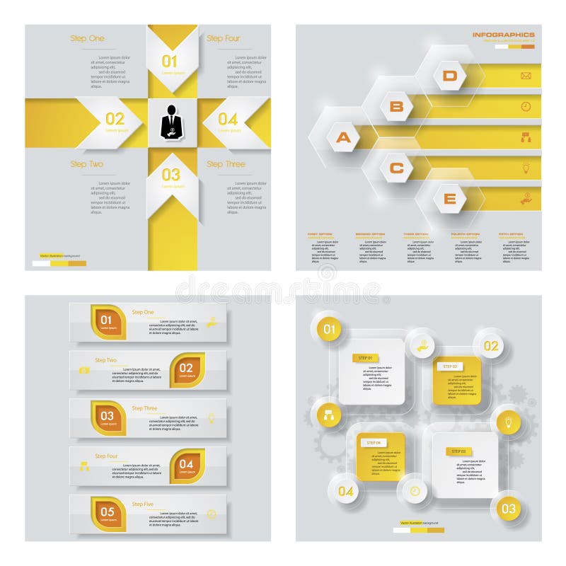 Collection of 4 Yellow Color Template/graphic or Website Layout. Vector ...