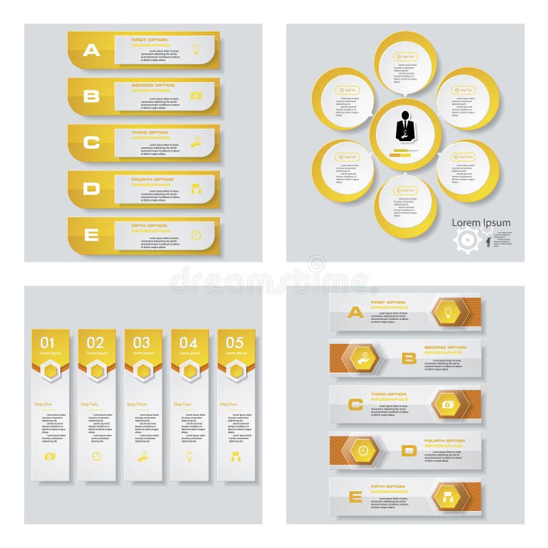 Collection of 4 Yellow Color Template/graphic or Website Layout. Vector ...