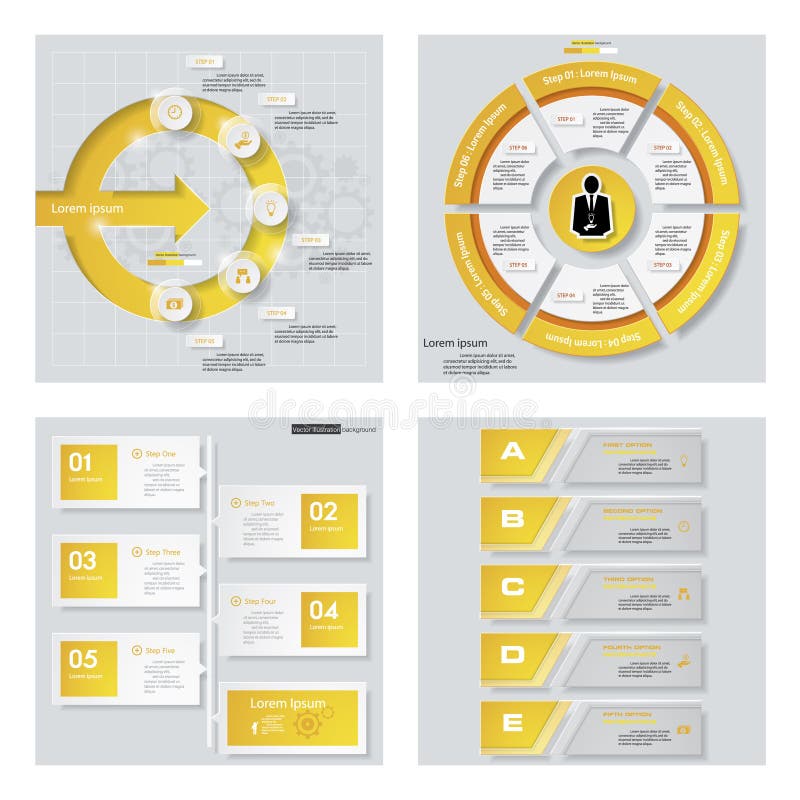 Collection of 4 Yellow Color Template/graphic or Website Layout. Vector ...