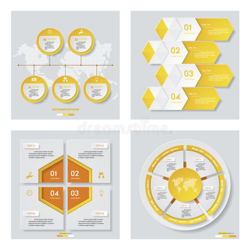 Collection of 4 Yellow Color Template/graphic or Website Layout. Vector ...
