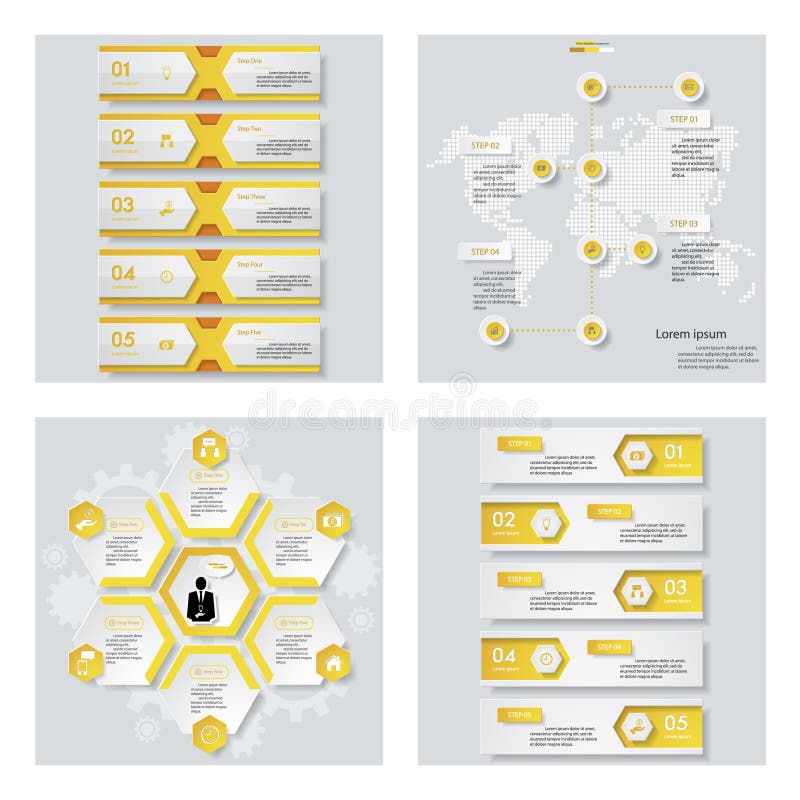Collection of 4 Yellow Color Template/graphic or Website Layout. Vector ...