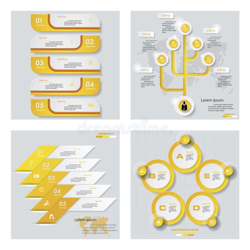 Collection of 4 Yellow Color Template/graphic or Website Layout. Vector ...