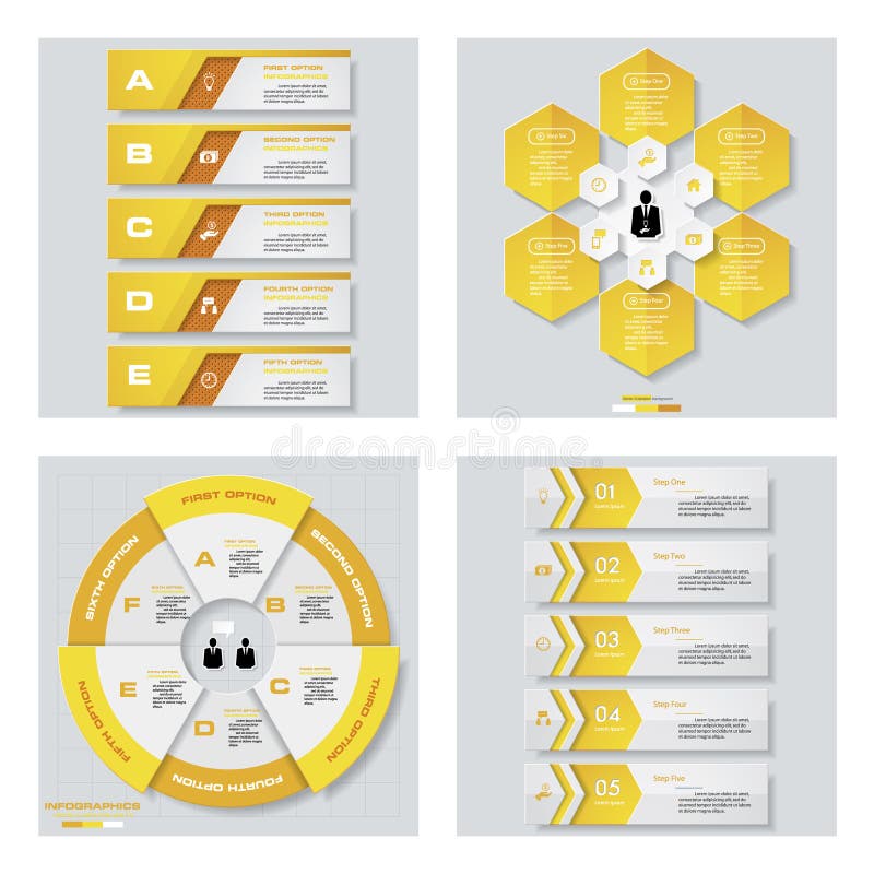 Collection of 4 Yellow Color Template/graphic or Website Layout. Vector ...