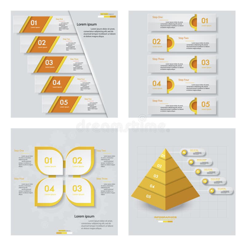 Collection of 4 Yellow Color Template/graphic or Website Layout. Vector ...