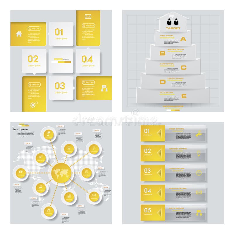 Collection of 4 Yellow Color Template/graphic or Website Layout. Vector ...