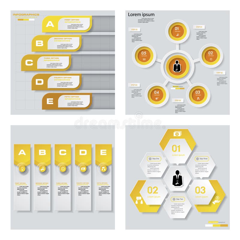 Collection of 4 Yellow Color Template/graphic or Website Layout. Vector ...