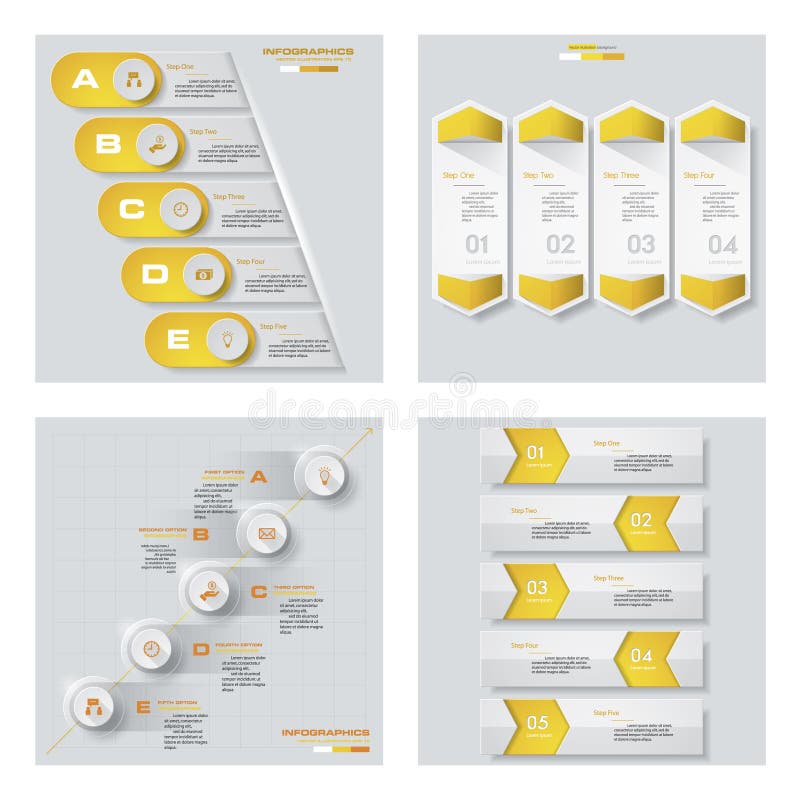Collection of 4 Yellow Color Template/graphic or Website Layout. Vector ...