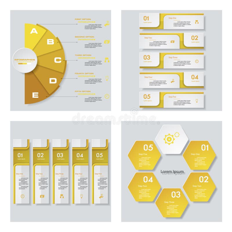 Collection of 4 Yellow Color Template/graphic or Website Layout. Vector ...