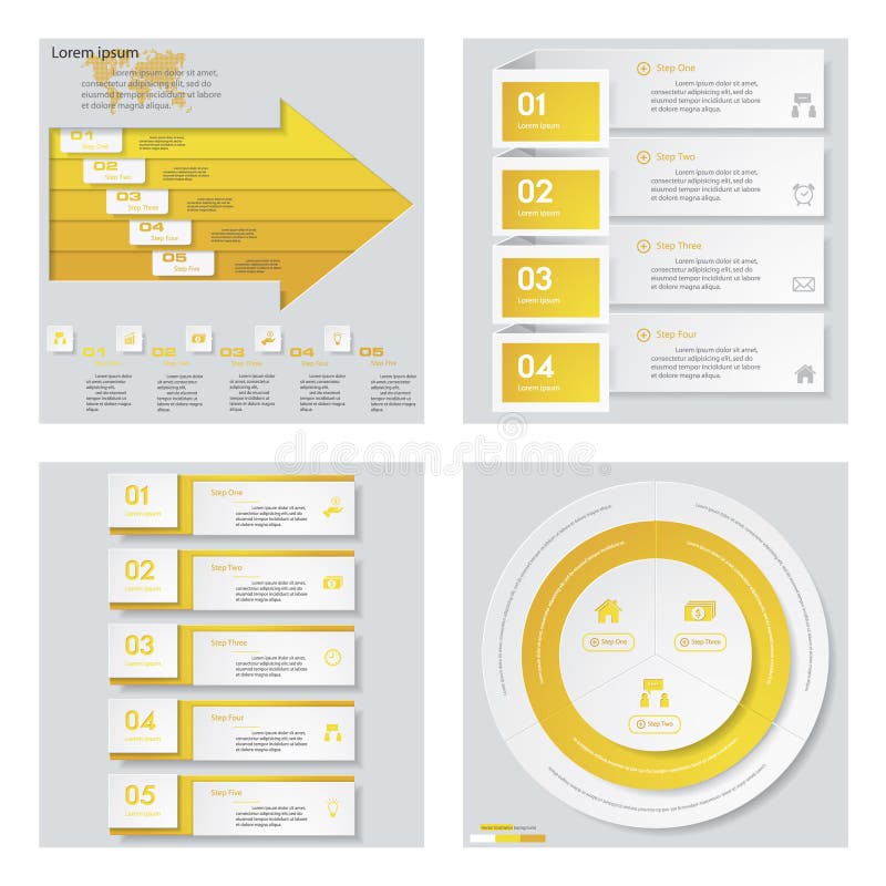 Collection of 4 Yellow Color Template/graphic or Website Layout. Vector ...