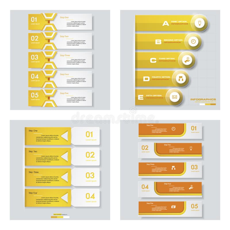 Collection of 4 Yellow Color Template/graphic or Website Layout. Vector ...