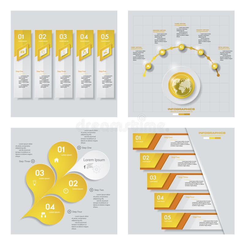 Collection of 4 Yellow Color Template/graphic or Website Layout. Vector ...