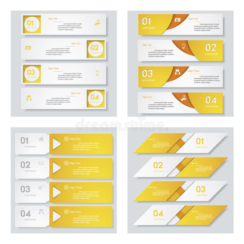 Collection of 4 Yellow Color Template/graphic or Website Layout. Vector ...