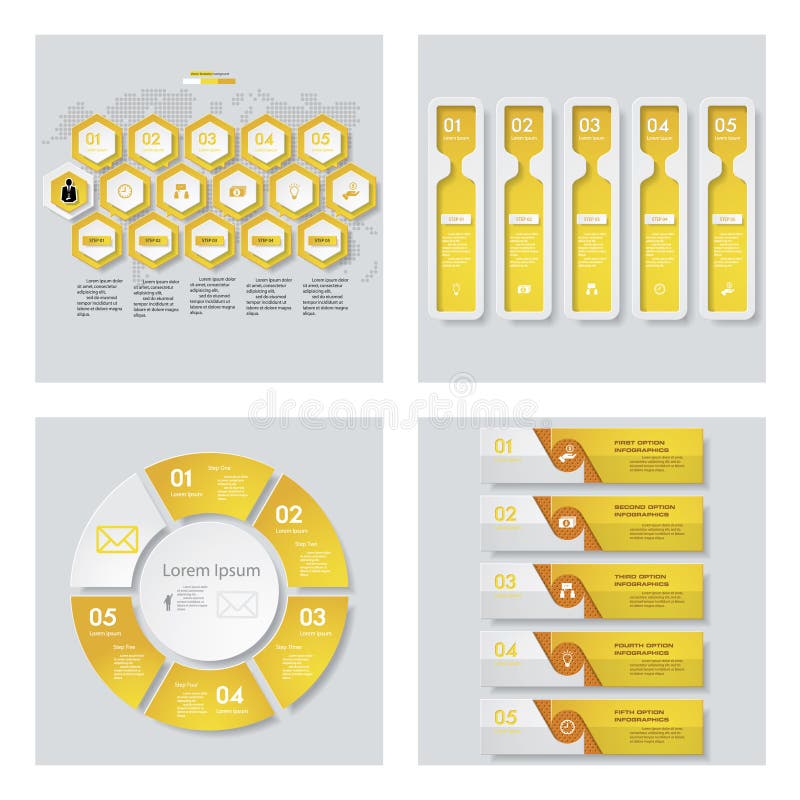 Collection of 4 Yellow Color Template/graphic or Website Layout. Vector ...