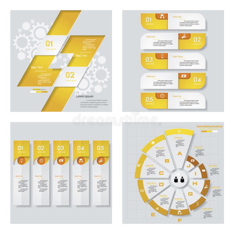 Collection of 4 Yellow Color Template/graphic or Website Layout. Vector ...