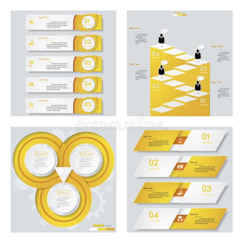 Collection of 4 Yellow Color Template/graphic or Website Layout. Vector ...