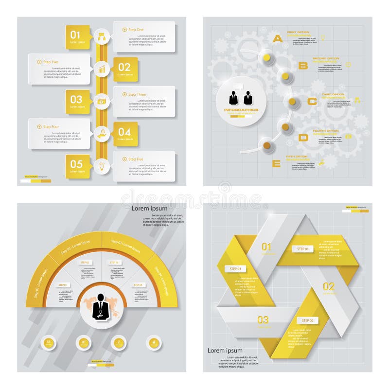 Collection of 4 Yellow Color Template/graphic or Website Layout. Vector ...