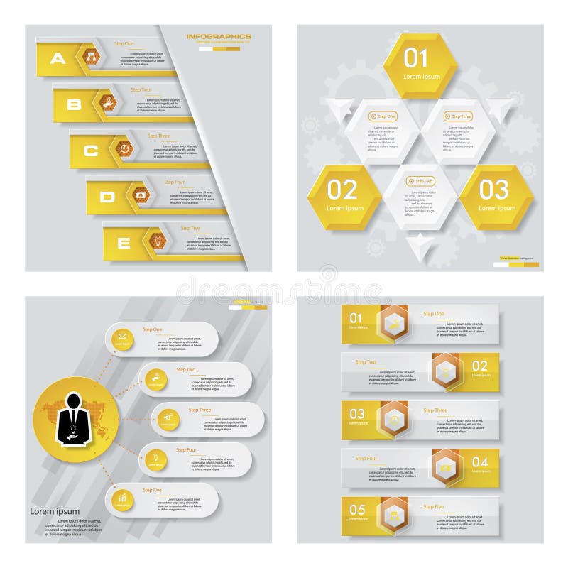 Collection of 4 Yellow Color Template/graphic or Website Layout. Vector ...