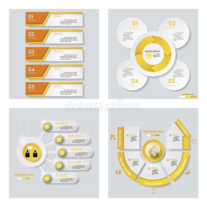 Collection of 4 Yellow Color Template/graphic or Website Layout. Vector ...