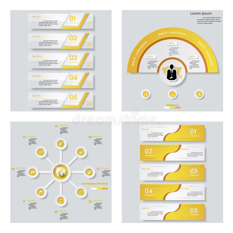Collection of 4 Yellow Color Template/graphic or Website Layout. Vector ...
