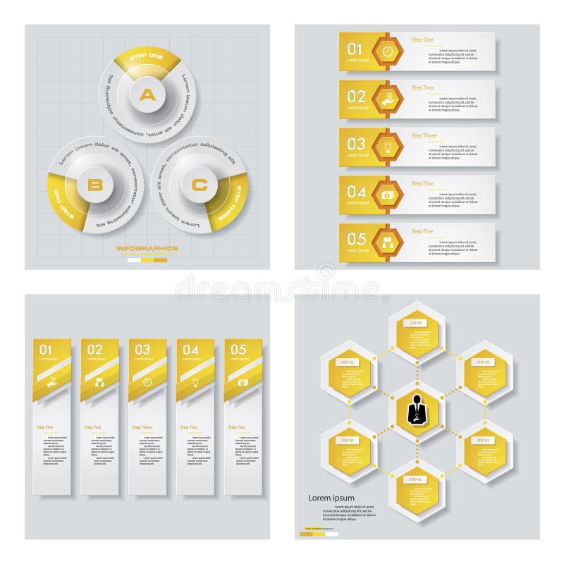 Collection of 4 Yellow Color Template/graphic or Website Layout. Vector ...