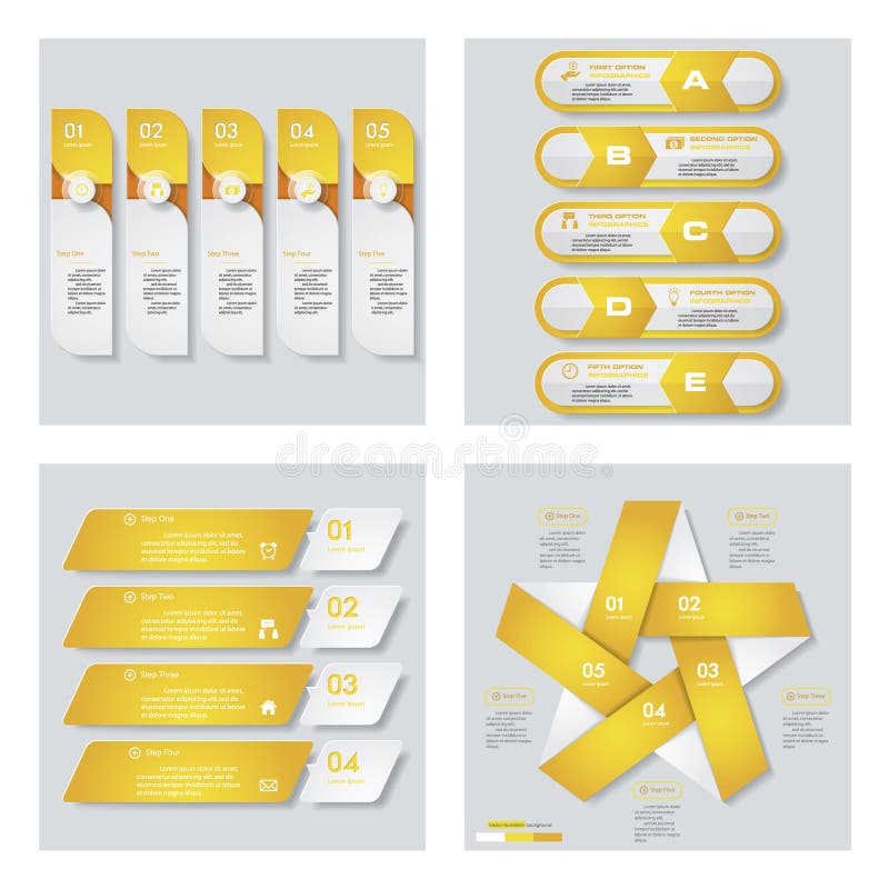 Collection of 4 Yellow Color Template/graphic or Website Layout. Vector ...