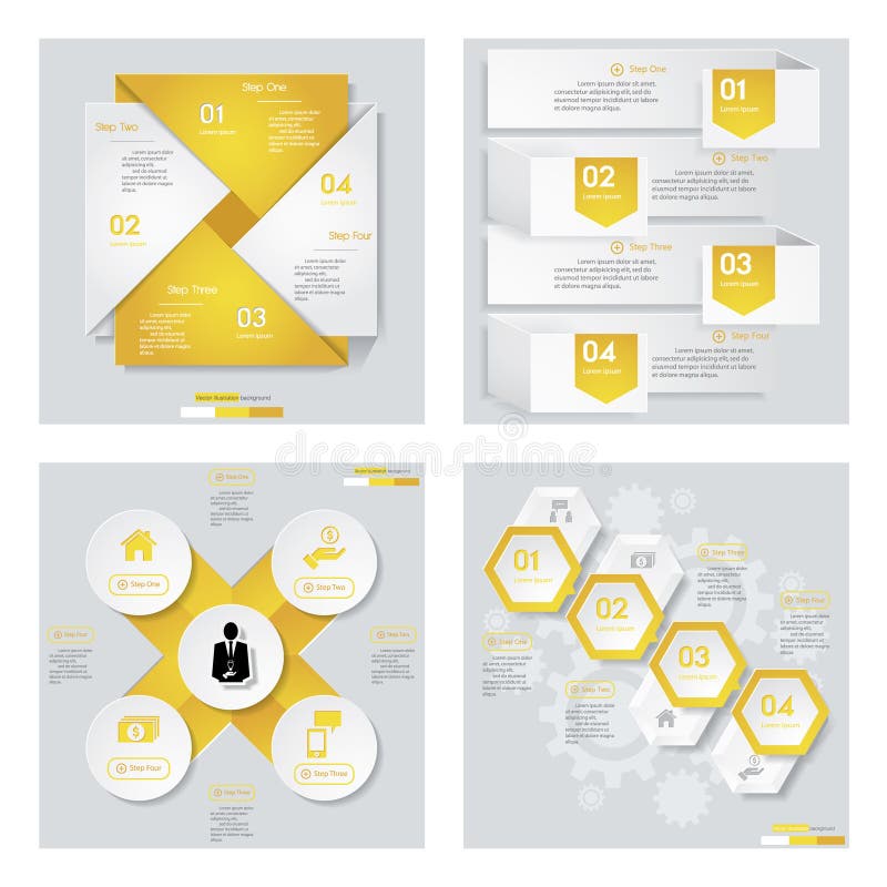 Collection of 4 Yellow Color Template/graphic or Website Layout. Vector ...