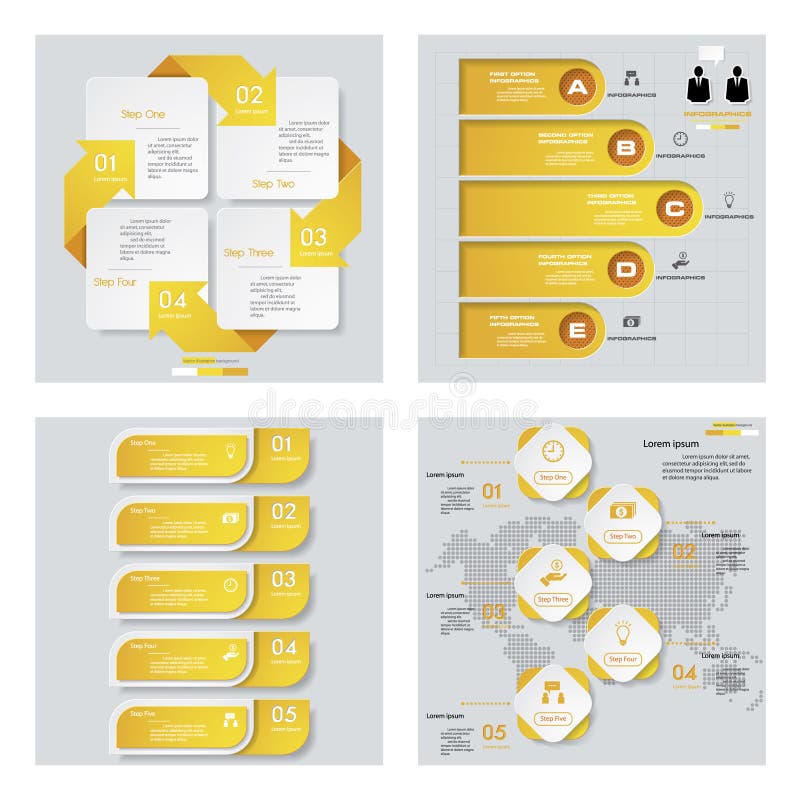 Collection of 4 Yellow Color Template/graphic or Website Layout. Vector ...