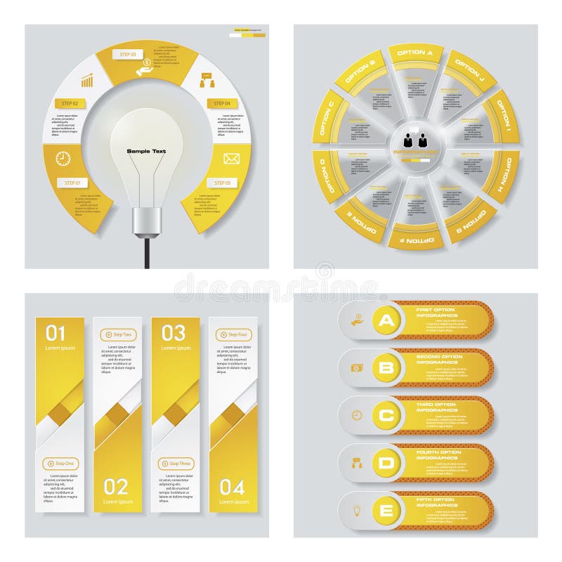 Collection of 4 Yellow Color Template/graphic or Website Layout. Vector ...