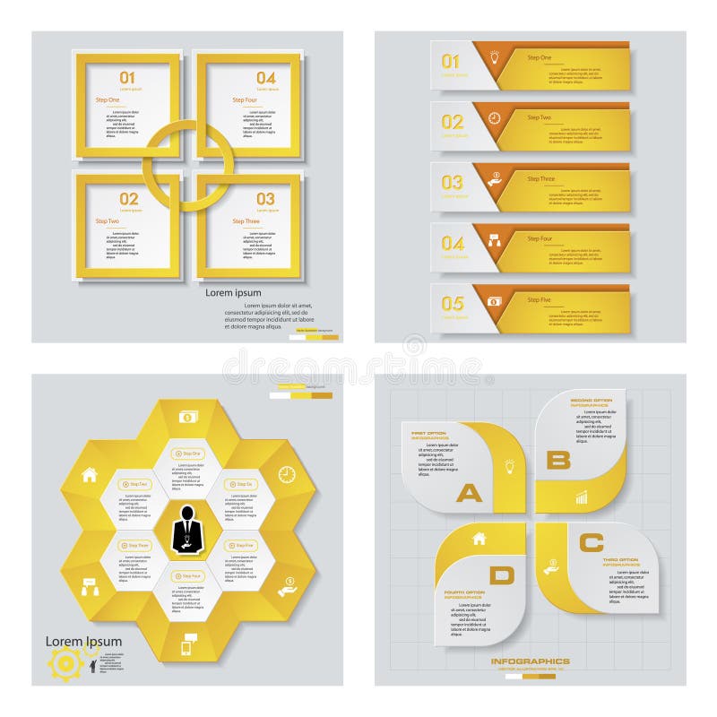 Collection of 4 Yellow Color Template/graphic or Website Layout. Vector ...