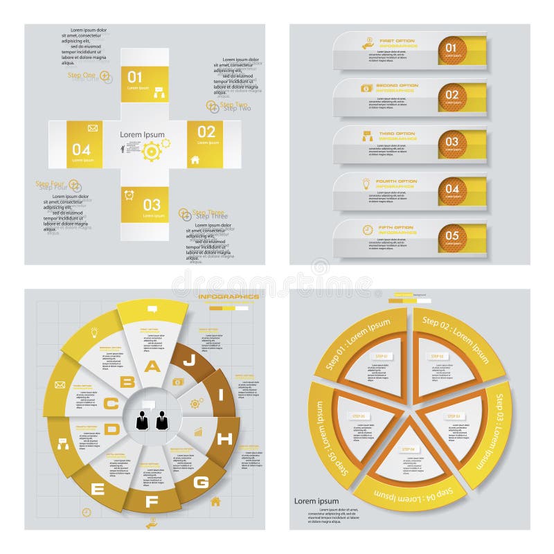 Collection of 4 Yellow Color Template/graphic or Website Layout. Vector ...