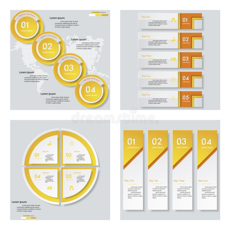 Collection of 4 Yellow Color Template/graphic or Website Layout. Vector ...