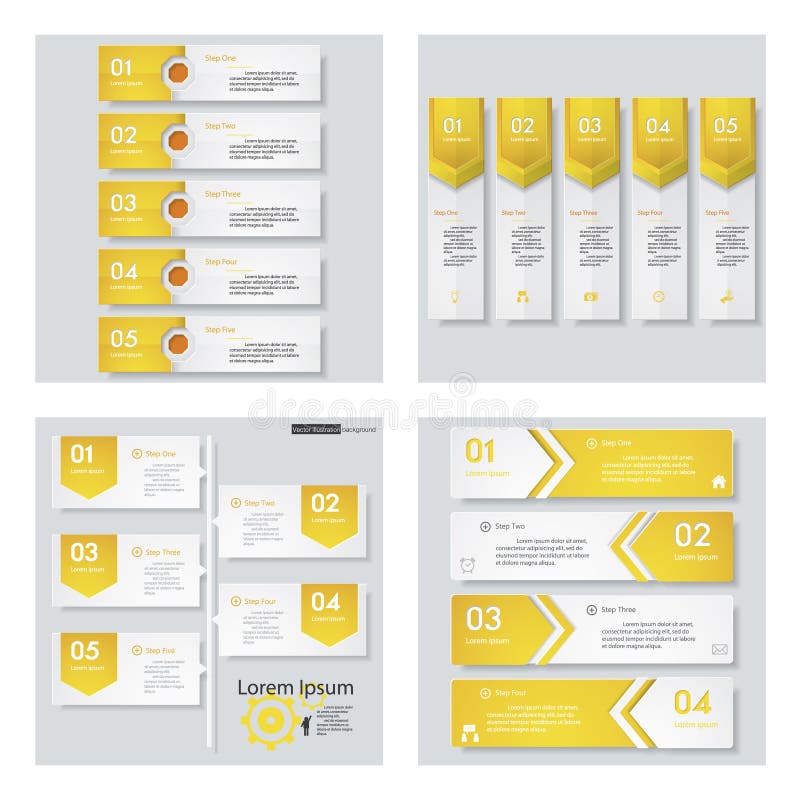 Collection of 4 Yellow Color Template/graphic or Website Layout. Vector ...