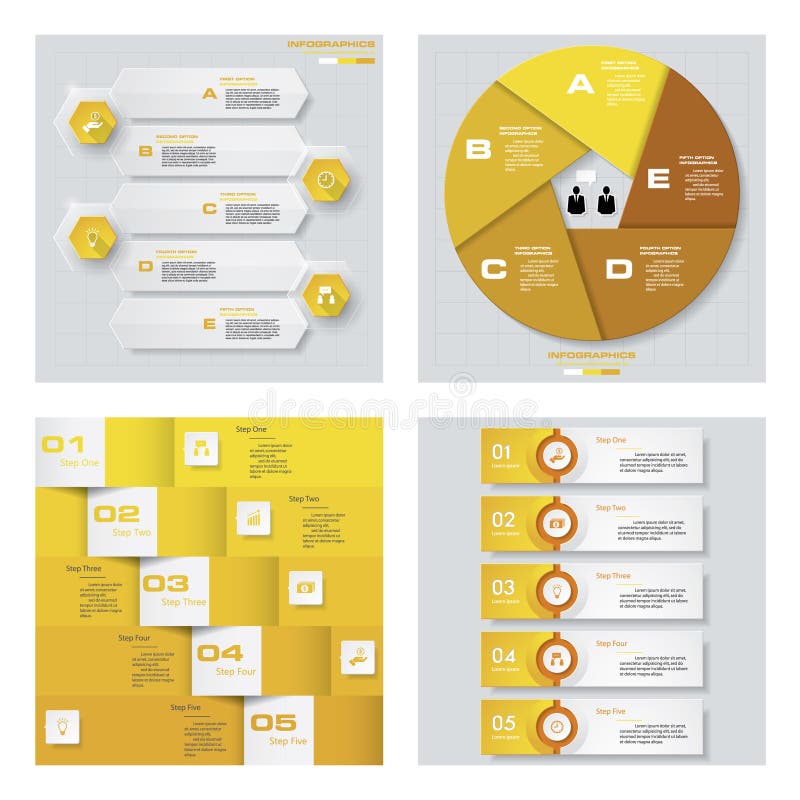 Collection of 4 Yellow Color Template/graphic or Website Layout. Vector ...